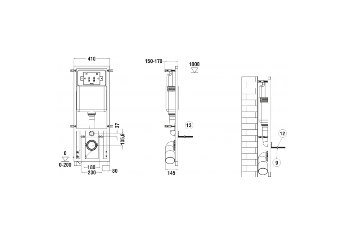 WW MARBERG 410 SE CR Инсталляция для унитаза. Квадратная кнопка ...